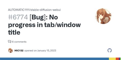 Bug No Progress In Tab Window Title Issue AUTOMATIC Stable Diffusion Webui GitHub
