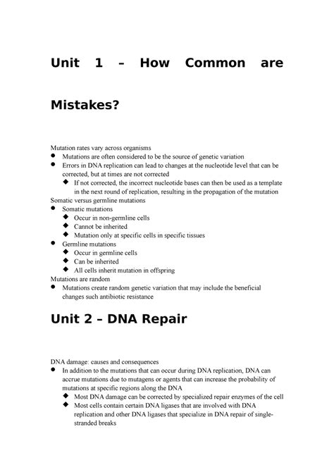 Module 4 DNA Mutations Unit 1 How Common Are Mistakes Mutation Rates Vary Across