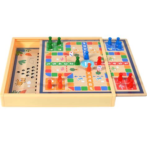 Three In One Wooden Board Games Checkers Gobang Flying Chess