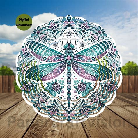 Dragonfly Mandala Wind Spinner Png Floral Garden Art Digital Download