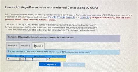 solved exercise b 11 algo present value with semiannual