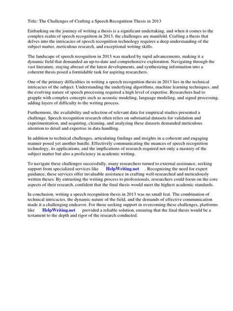 Speech Recognition Thesis 2013 Pdf Speech Recognition Machine Learning