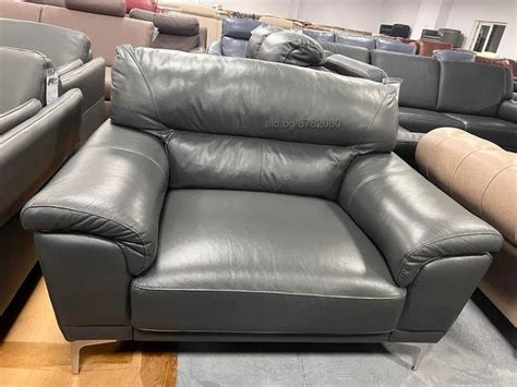 Сив кожен фотьойл Фотьойл кресло Мебели за дома и офиса Ямбол Сив кожен фотьойл 100