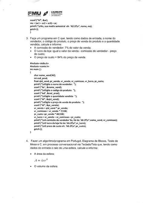 Exercicios De Algoritmo Gabarito Algoritmos E Linguagem De Programação
