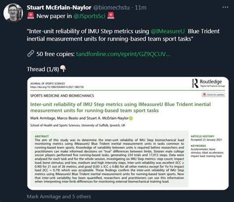 Stuart Mcerlain Naylor On Linkedin Inter Unit Reliability Of Imu Step Metrics Using Imeasureu