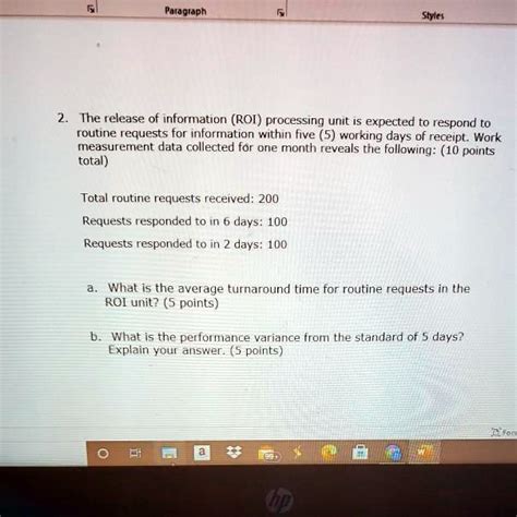 Get Answer 2 The Release Of Information Roi Processing Unit Is