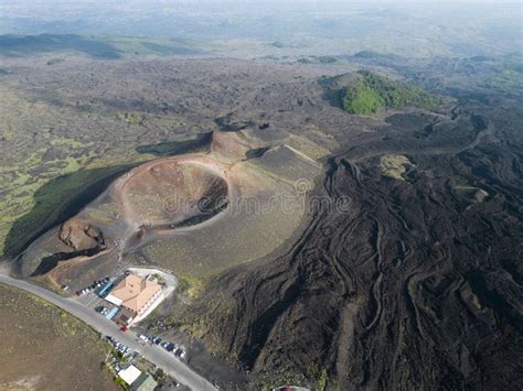 Aerial View Of Craters At Mount Etna Sicilie Stock Image Image Of