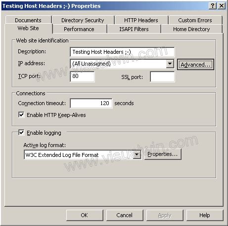 Setting Host Headers In IIS