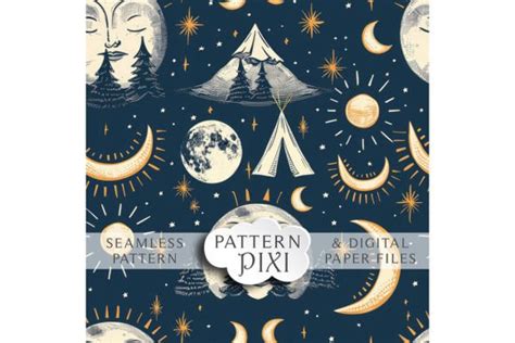Dreamy Celestial Seamless Pattern Graphic By Patternpixi · Creative Fabrica