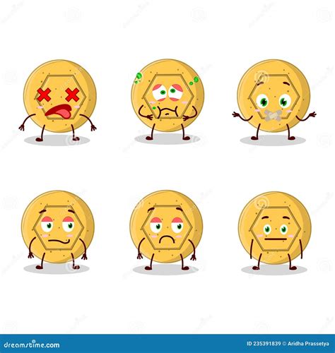 Dalgona Candy Pentagon Cartoon Character With Nope Expression Stock