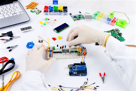 Engineer Is Connecting Microchip To Microcontroller Mannually Microcontrollers Chips