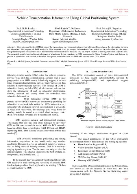 Pdf Vehicle Transportation Information Using Global Positioning System