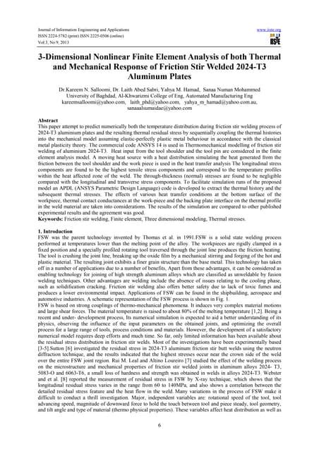 3 dimensional nonlinear finite element analysis of both thermal and