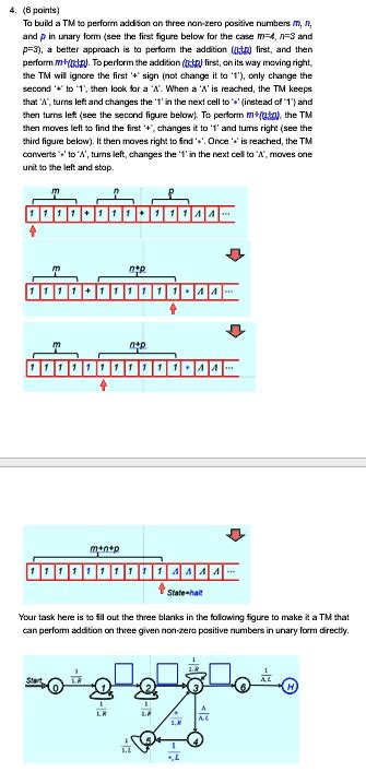 4 6 points to build a tm to perform addition on three non zero
