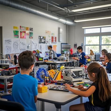 Dynamic Classroom Environment Focused On Stem Education Premium Ai Generated Image