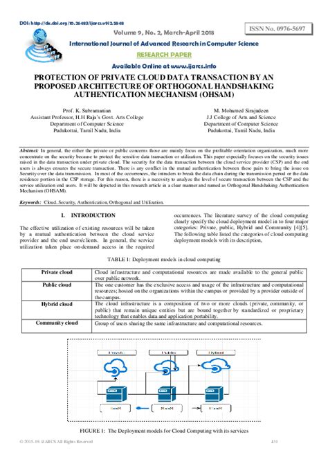 Pdf Protection Of Private Cloud Data Transaction By An Proposed Architecture Of Orthogonal