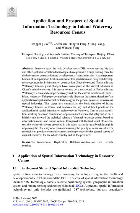 Pdf Application And Prospect Of Spatial Information Technology In Inland Waterway Resources Census