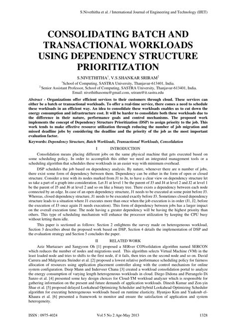 Pdf Consolidating Batch And Transactional Workloads Using Dependency