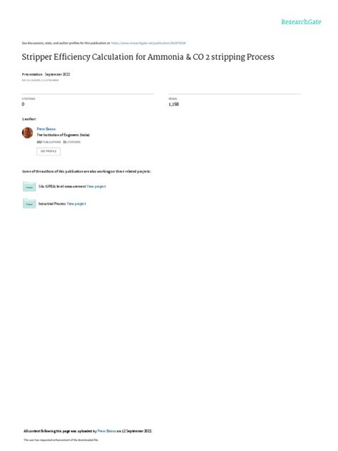 Stripper Efficiency Calculationfor Ammonia Co2 Stripping Process Download Free Pdf Urea