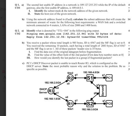 Solved Q 1 ﻿a ﻿the Second Last Usable Ip Address In A