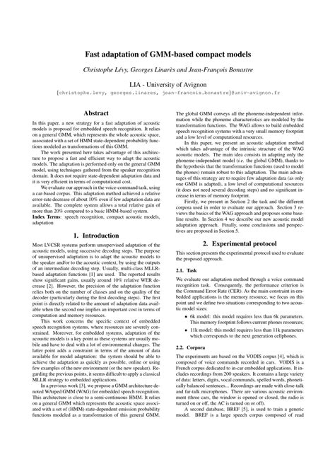 pdf fast adaptation of gmm based compact models