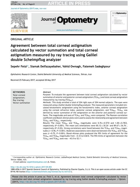 Solution Agreement Between Total Corneal Astigmatism Calculated By