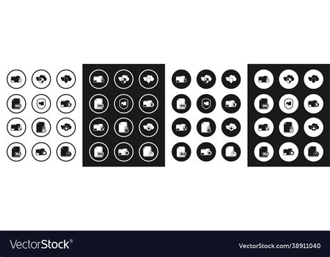 Set Cloud Download Document Folder Protection Vector Image