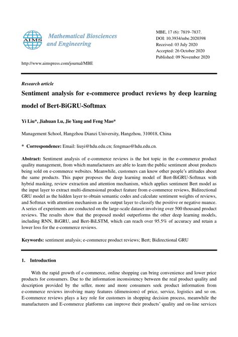 Pdf Sentiment Analysis For E Commerce Product Reviews By Deep