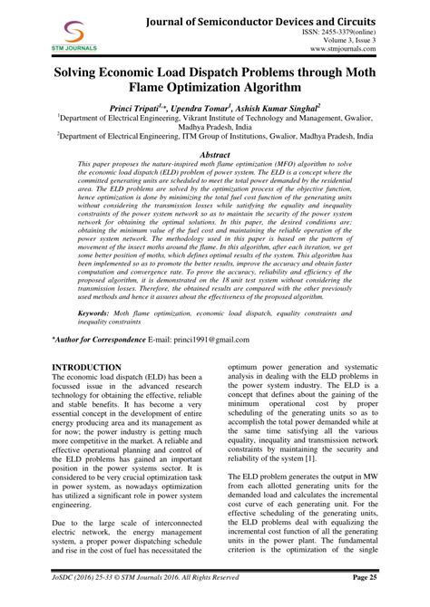 Pdf Journal Of Semiconductor Devices And Circuits Solving Economic Load Dispatch Problems