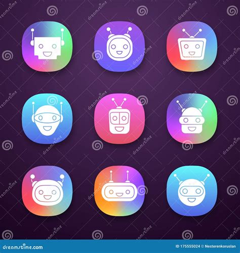 Chatbots App Icons Set Stock Vector Illustration Of Conversational 175555024