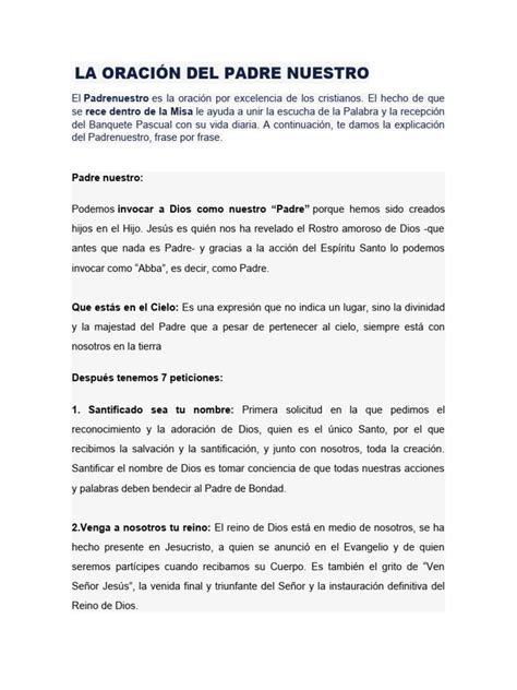 La Oración Del Padre Nuestro Descargar Gratis Pdf María Madre De