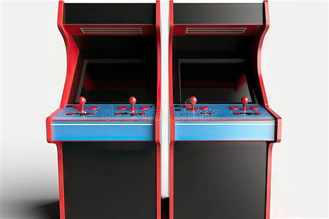 Generic Retro Arcade Machine Cabinet Two Players Blue Red Controls 3d