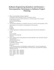 Software Engineering Decomposition Techniques Quiz 1 Pdf Software