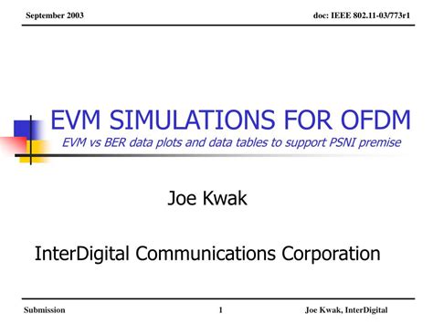 Ppt Evm Simulations For Ofdm Evm Vs Ber Data Plots And Data Tables To
