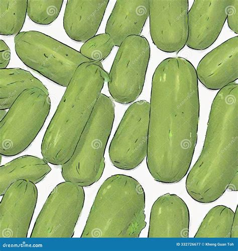 Cucumber Watercolor Illustration Sketch Drawing Style Clipart 332726677