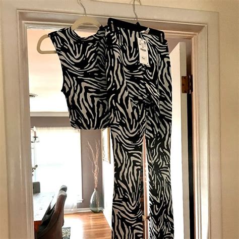 Zara Pants And Jumpsuits Zara Zebra Print Twopiece Set Small Nwt