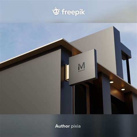 사무실 상점 건물의 외관에 로고 기호 모형 사각형 간판 상자 프리미엄 Psd 파일 Building Logo Sign