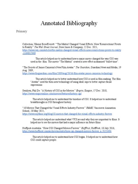 Annotated Bibliography 2 Pdf Computer Generated Imagery Avatar