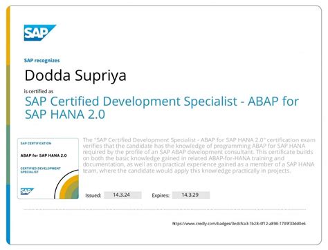 Supriya Reddy Dodda On Linkedin Excited To Say That I Have Successfully Completed The Sap Abap