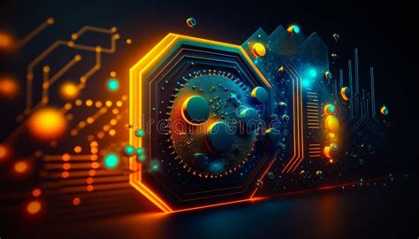 An Electronic Circuit Board With Glowing Lights Generative Ai Stock Illustration Illustration