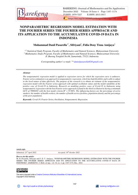 PDF NONPARAMETRIK REGRESSION MODEL ESTIMATION WITH THE FOURIER SERIES THE FOURIER SERIES