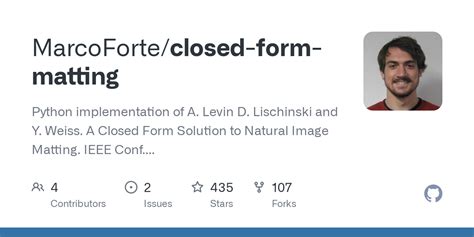 Github Marcoforteclosed Form Matting Python Implementation Of A