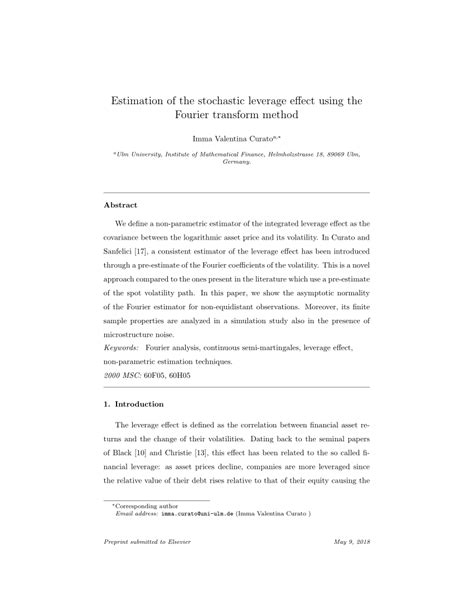 Pdf Estimation Of The Stochastic Leverage Effect Using The Fourier Transform Method