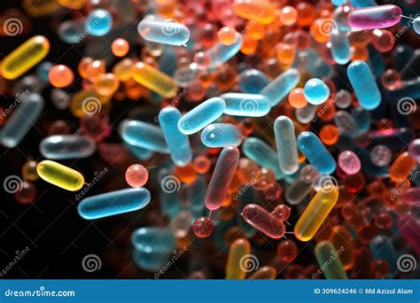 Magnified Microscopic Bacteria Colonies Stock Image 303946597