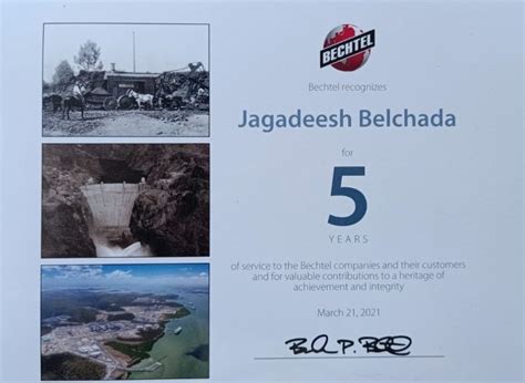 Jagadeesh Belchada On Linkedin Successfully Completed 5 Years With Bechtel 19 Comments