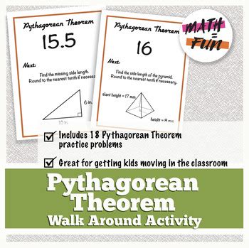 Pythagorean Theorem Practice Walk Around Activity Task Cards