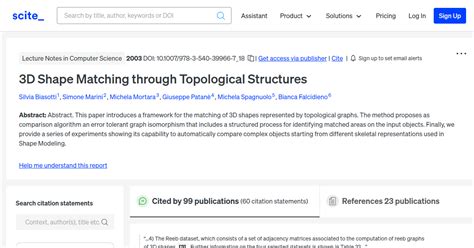 3d Shape Matching Through Topological Structures Scite Report