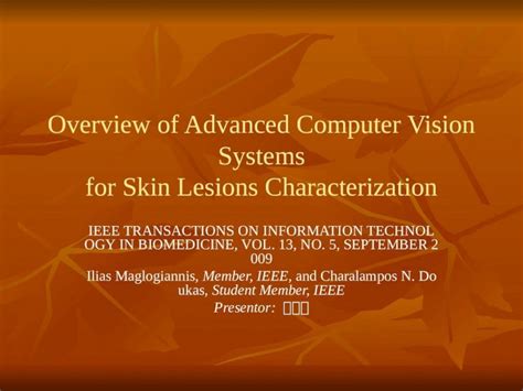 Ppt Overview Of Advanced Computer Vision Systems For Skin Lesions