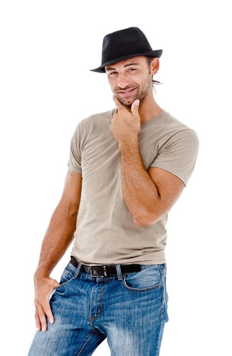 Le Den Unga Mannen Med En Hatt Fotografering För Bildbyråer Bild Av