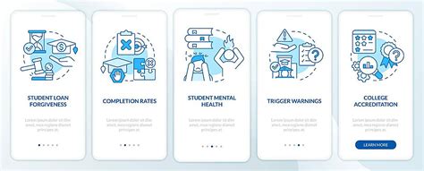 Challenges In Higher Education Blue Onboarding Screen Of Mobile App